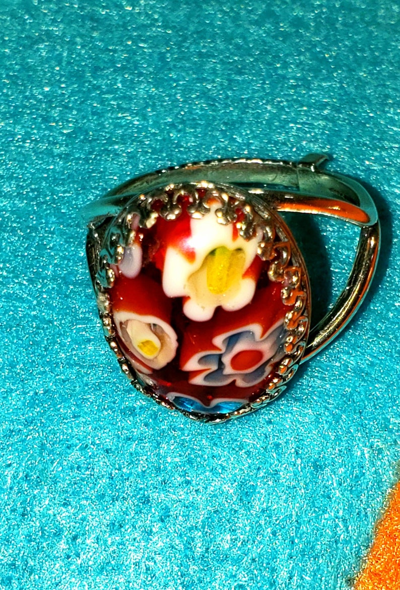 Italian Art Glass Cabachon Bezel Set Ring - Etsy