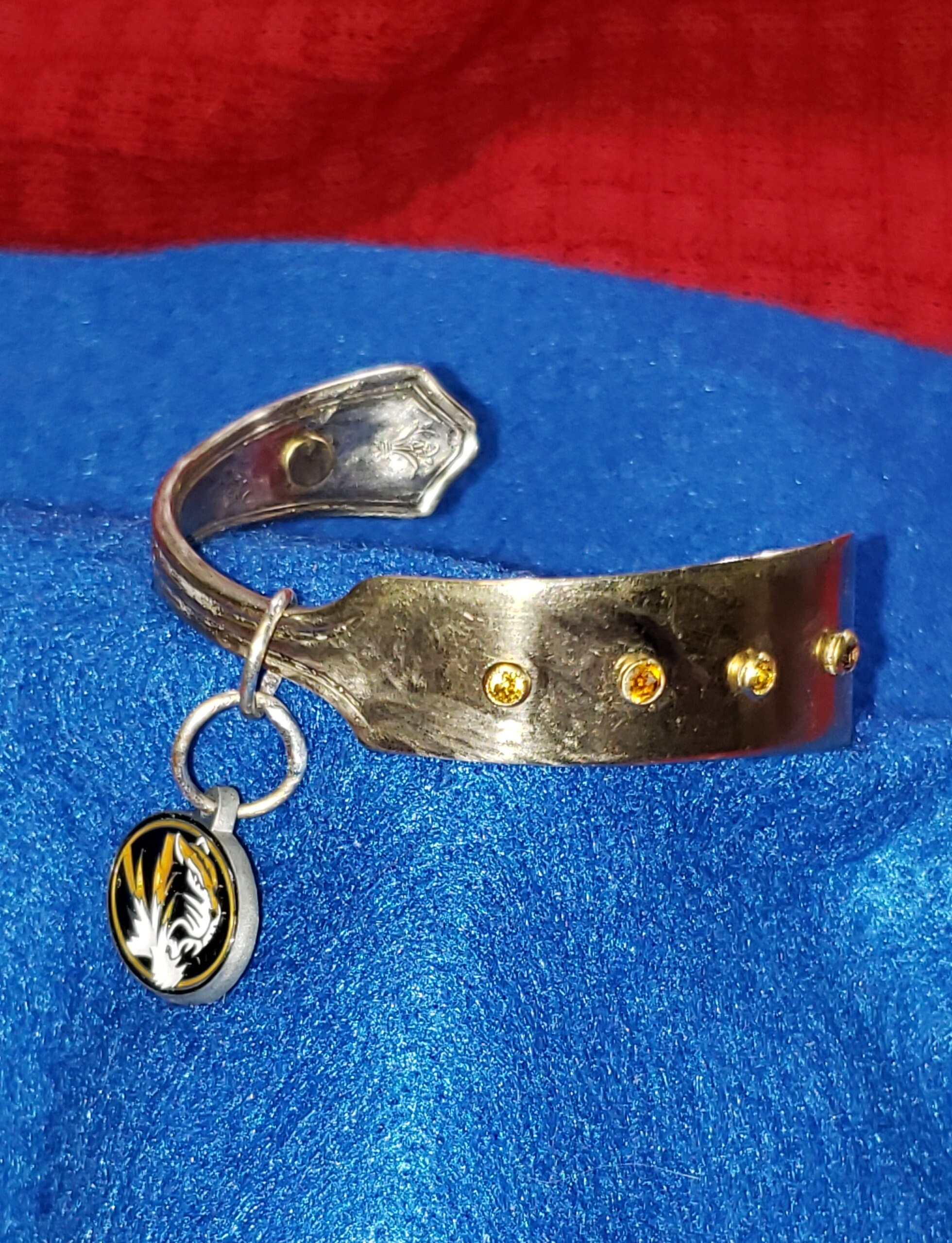 Parkway Silver Plate Butter Knife Cuff With Crystal Rivets and Missouri ...