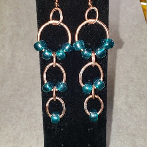 Blue Beaded Copper Loops - Bin - 1 - Drw - 2 - Etsy
