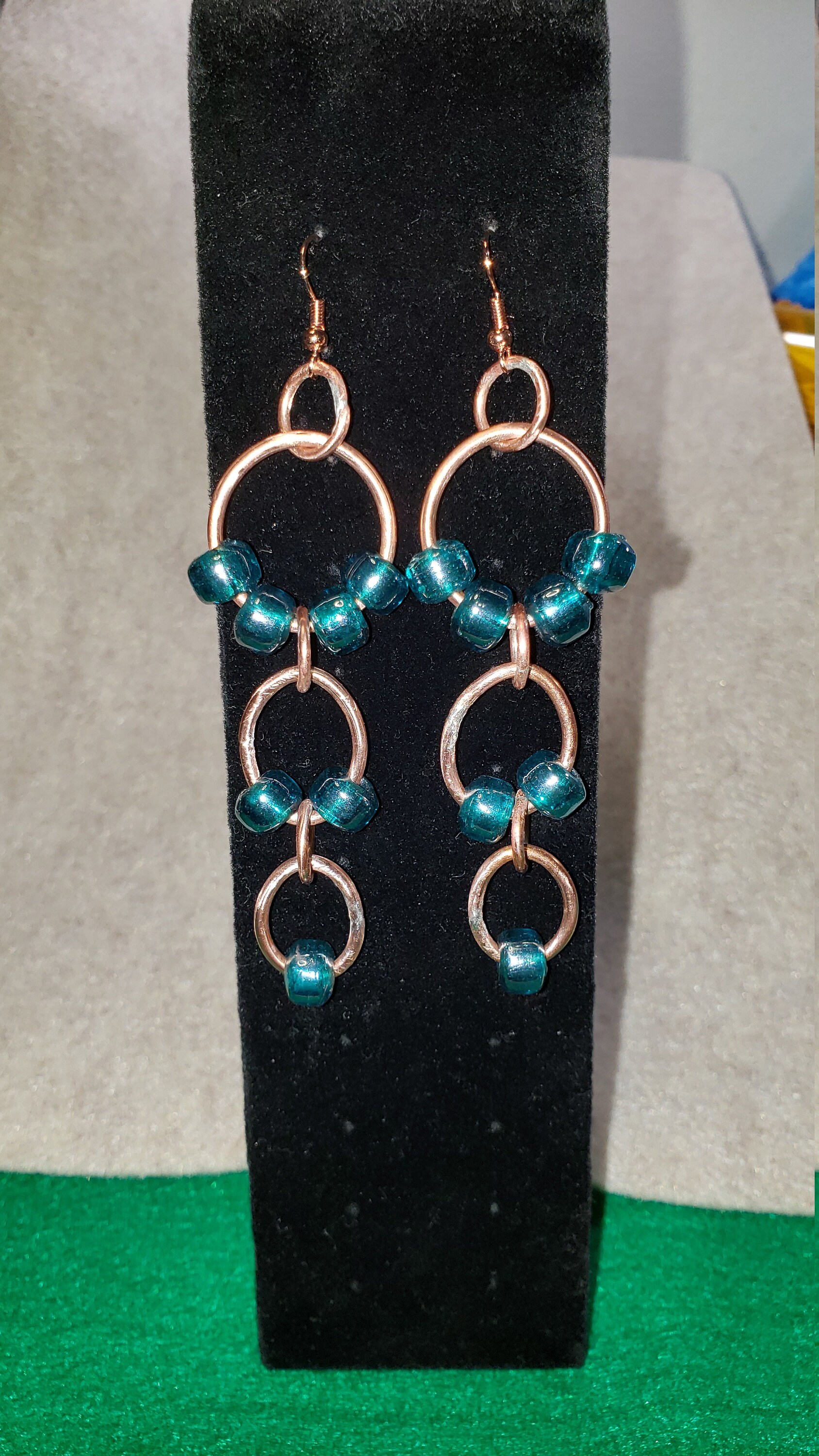Blue Beaded Copper Loops - Bin - 1 - Drw - 2 - Etsy