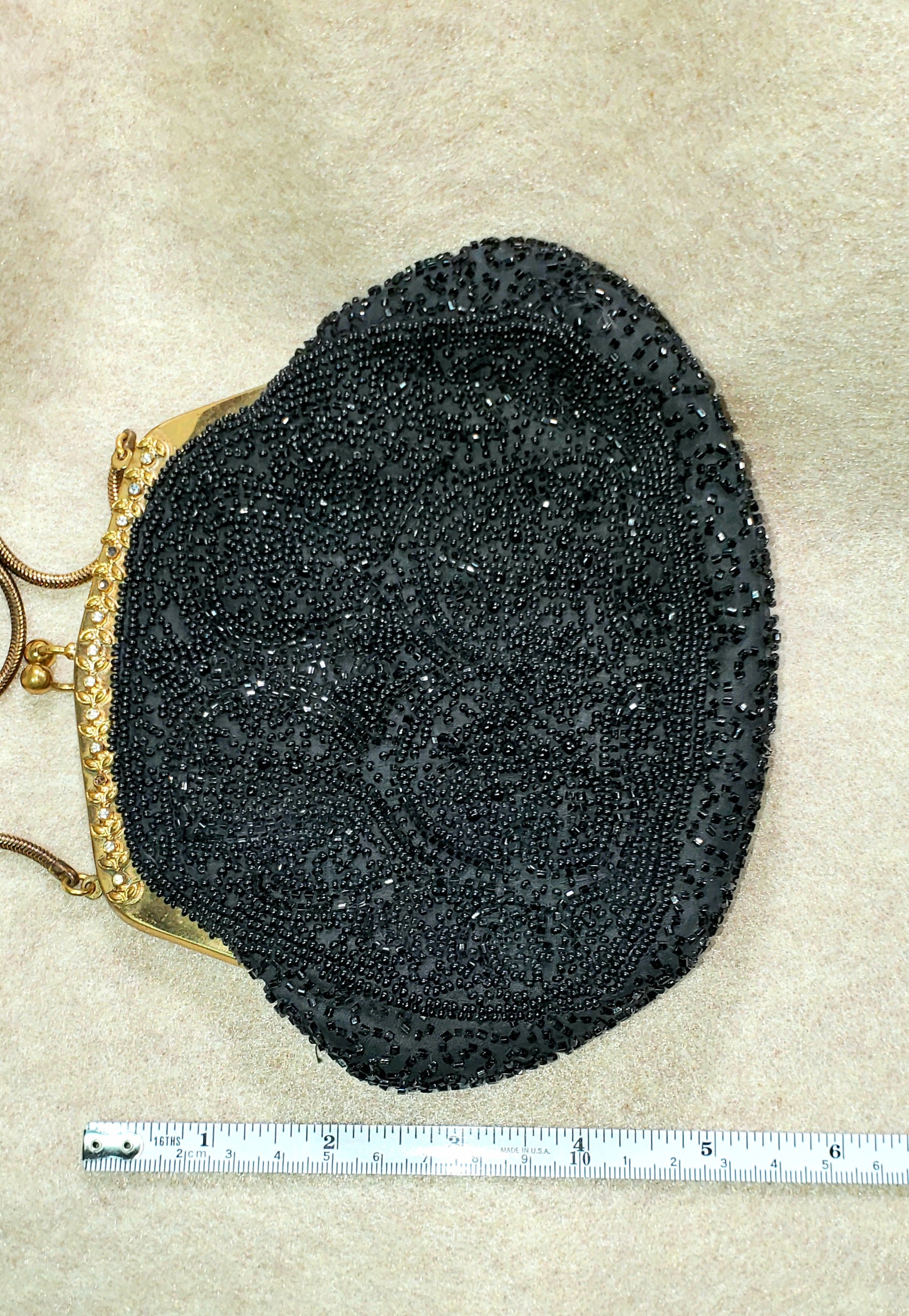 1940s Walborg of West Germany Handmade Black Beaded and Silk Cocktail ...