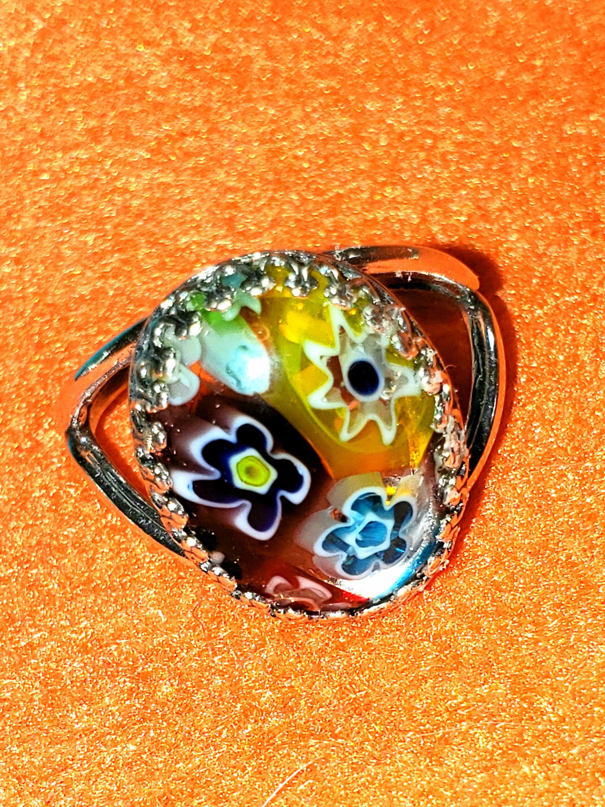 Italian Art Glass Cabachon Bezel Set Ring - Etsy