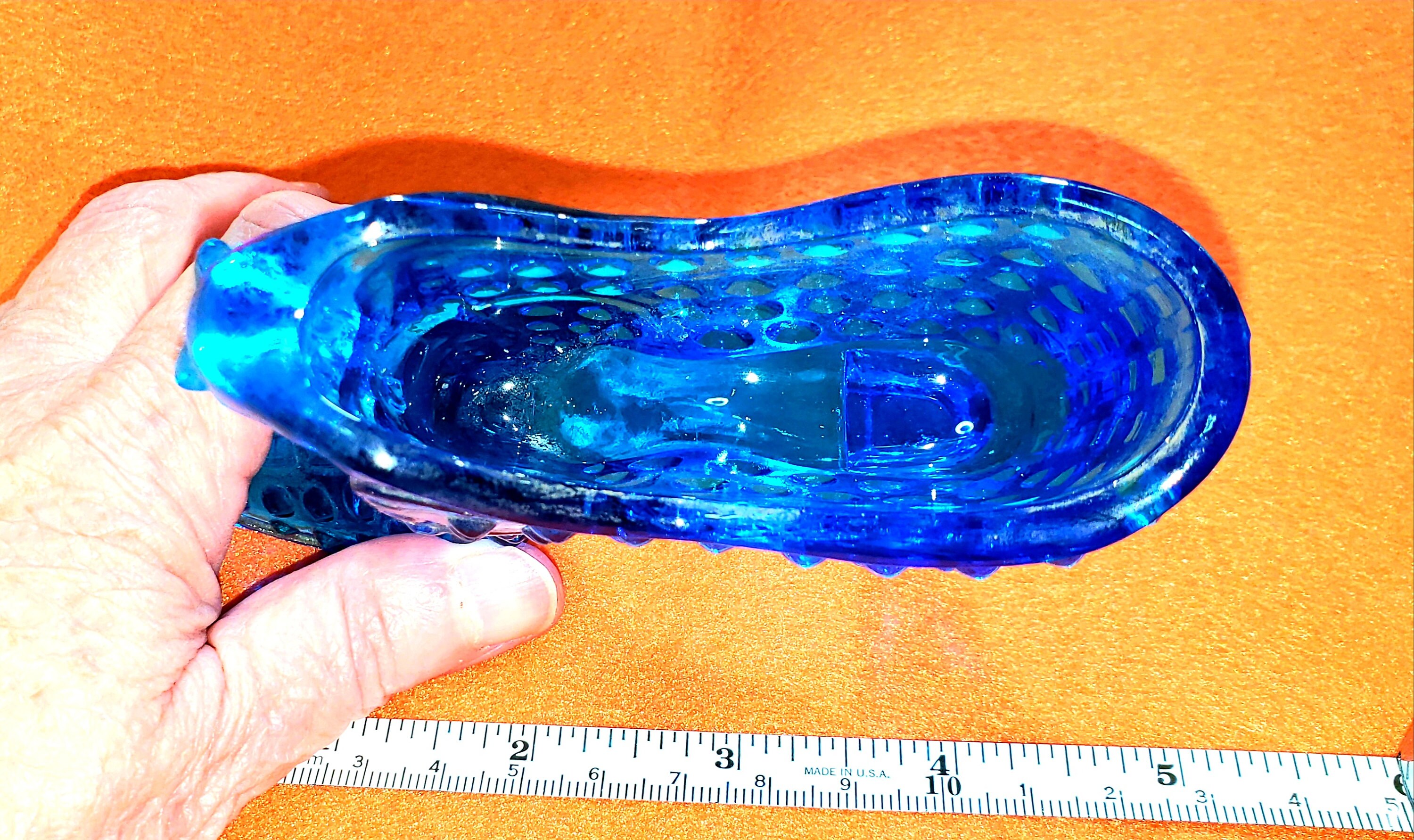 Fenton Glass Hobnail Cats Head Glass Shoe - Blue - Etsy