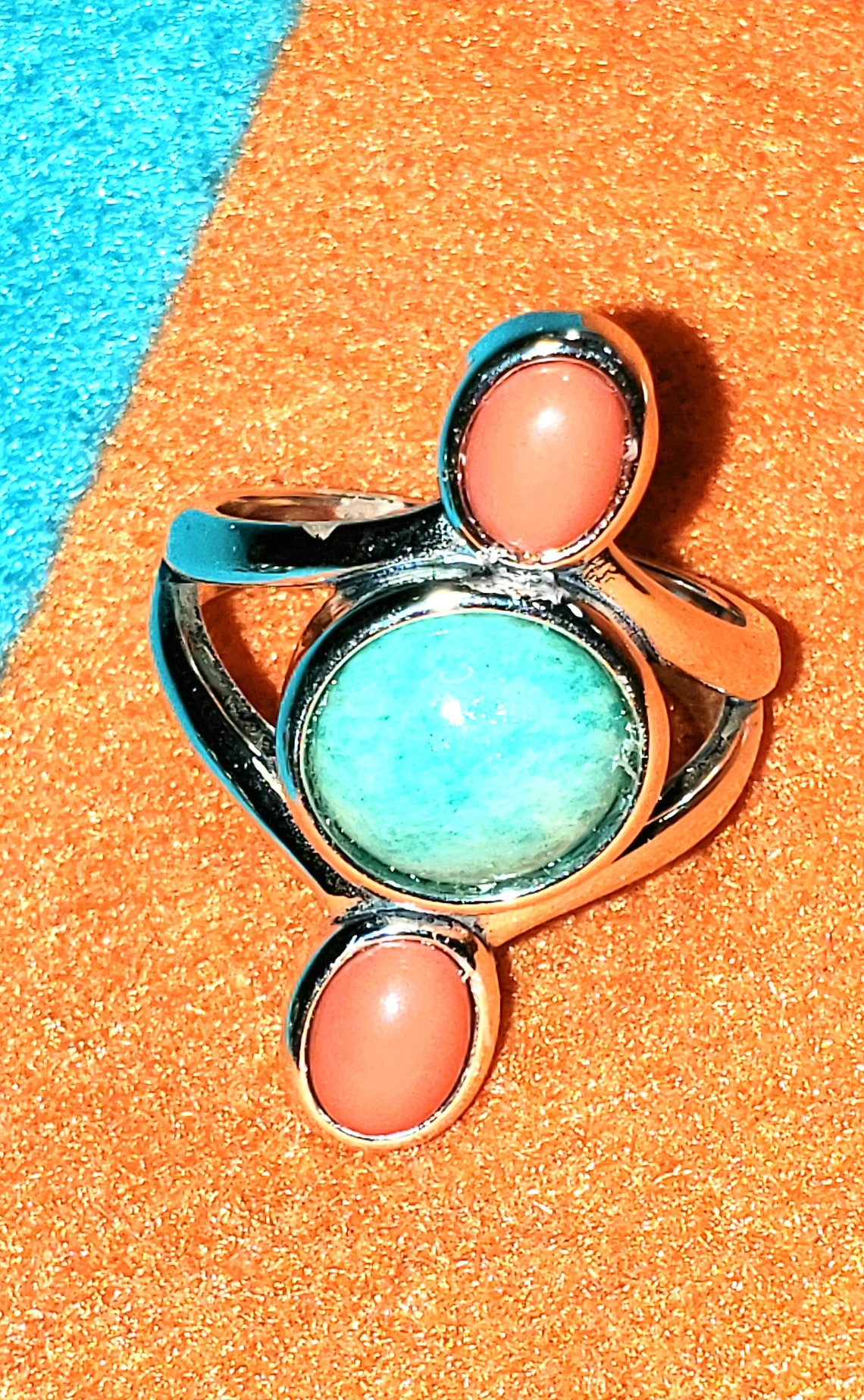 Sterling Silver 3 Stone Statement Ring - Etsy