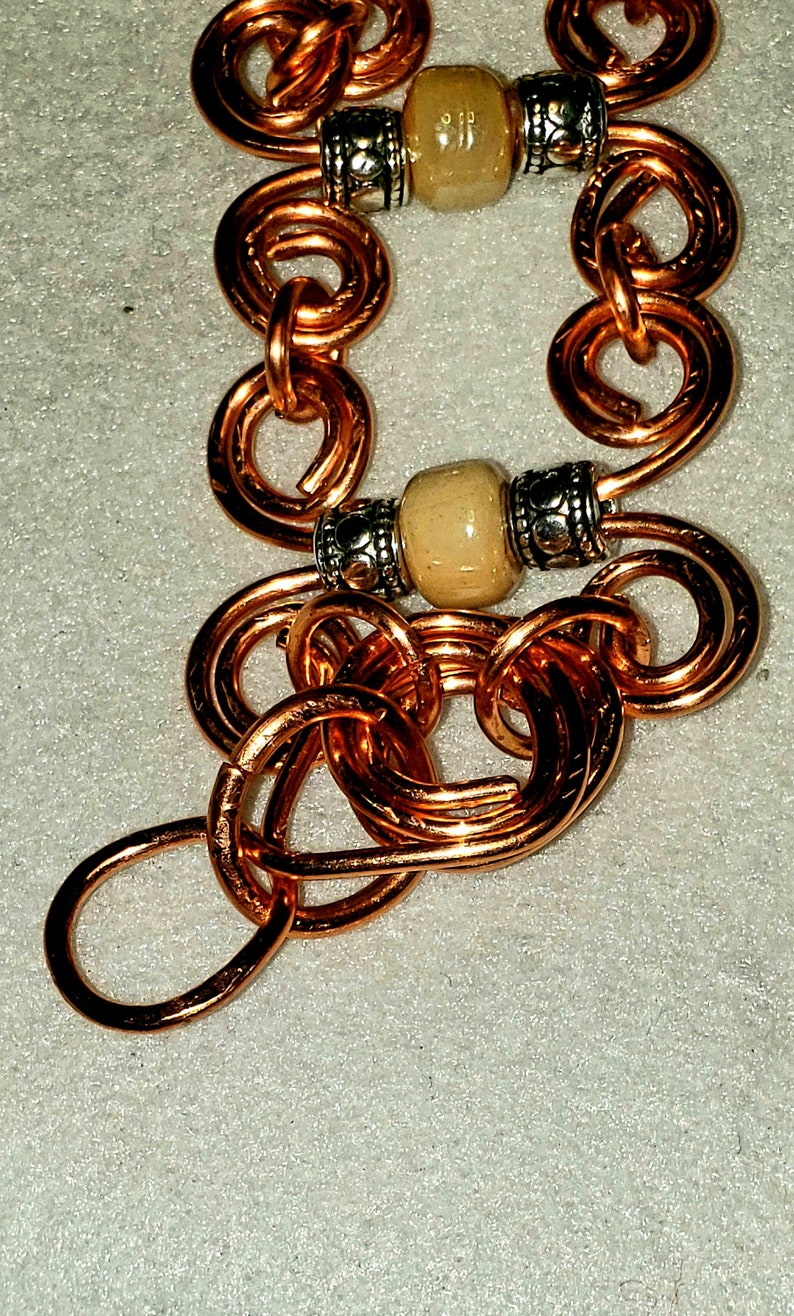 Copper Butterfly Link and Glass and Metal Wire Bracelet - Etsy