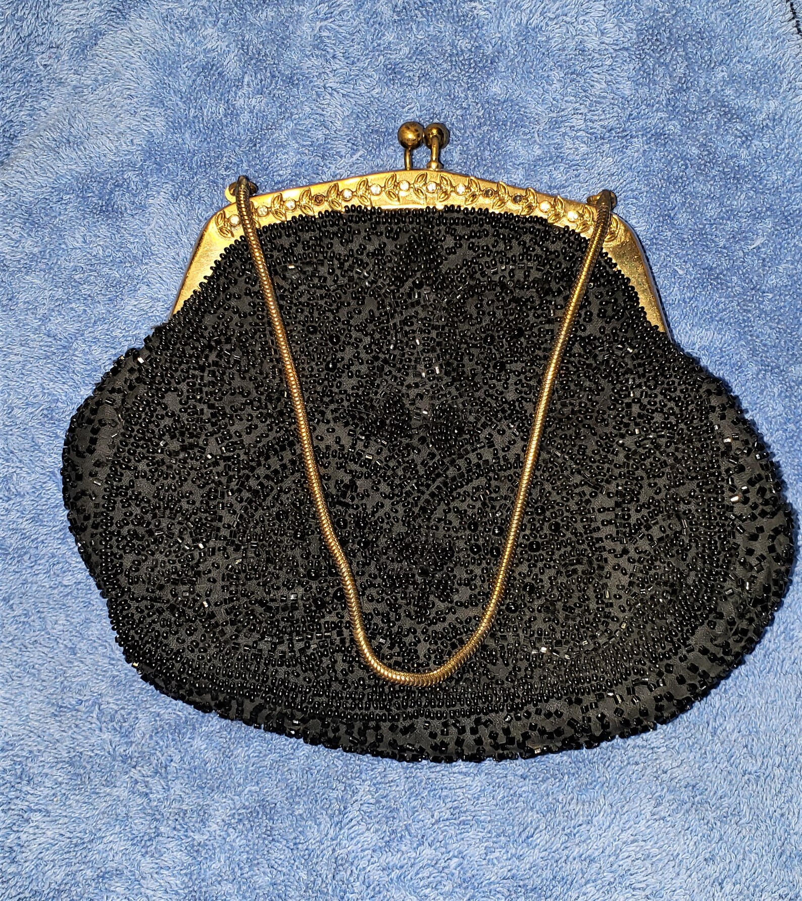 1940s Walborg of West Germany Handmade Black Beaded and Silk Cocktail ...