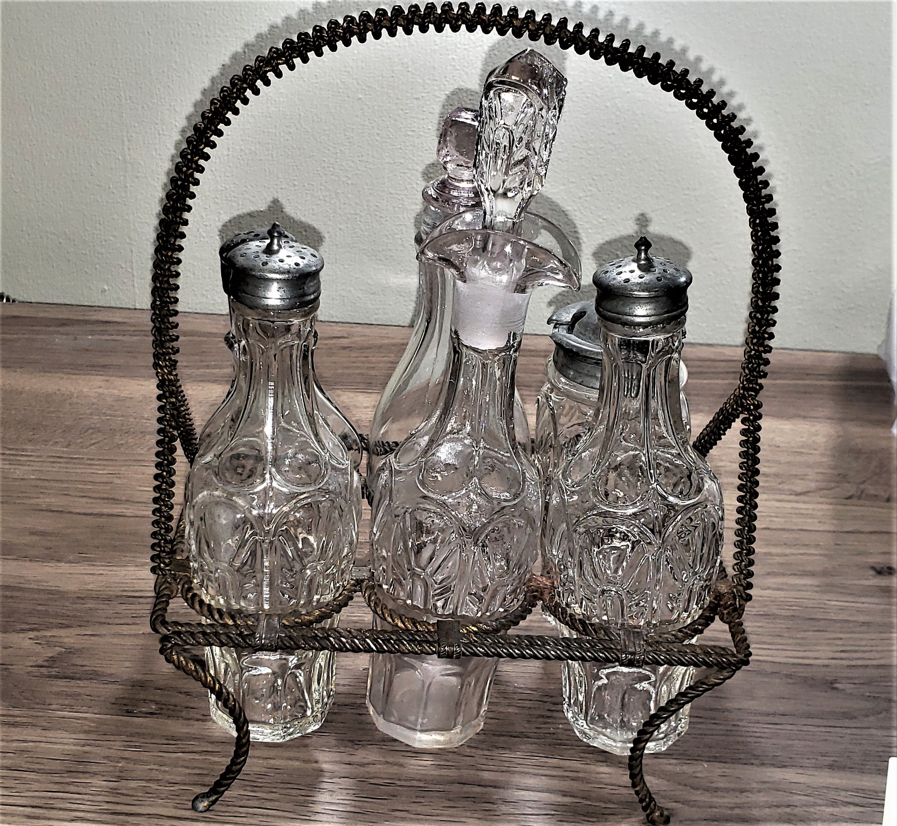 Vintage Victorian Condiment Set With Wire Caddy - Etsy