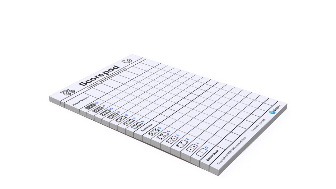 Volareo Mexican Train & Chicken Foot Dominoes Scorepad - Score Sheets ...