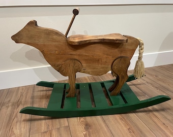 Cow Rocker Wooden Rocking Horse for Toddler Rocker Ride on Toy Baby ...