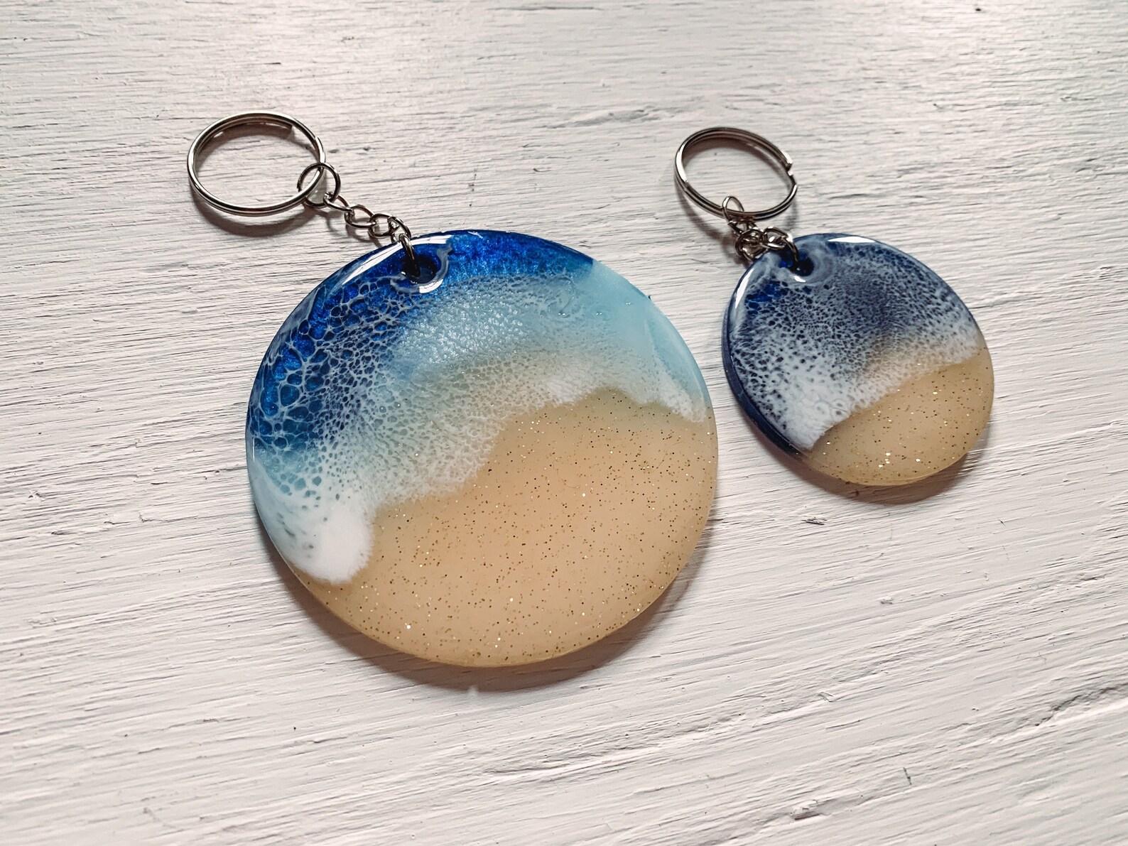 Ocean wave keychains round keychain resin keychain | Etsy