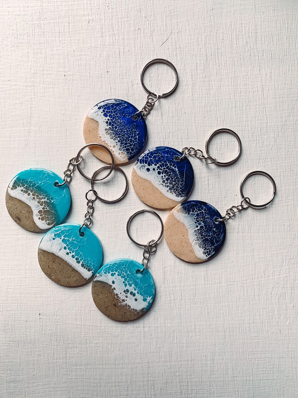 Ocean wave keychains round keychain resin keychain real | Etsy
