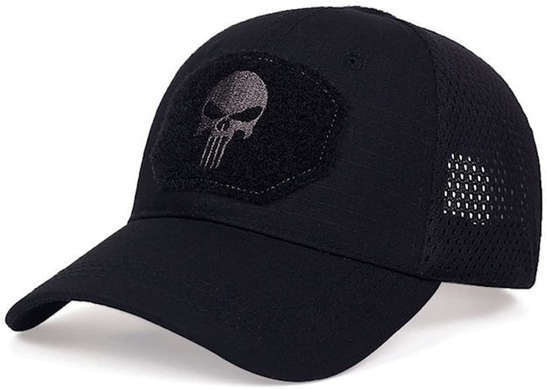Mesh Tactical Cap With Velcro Front Black - Etsy