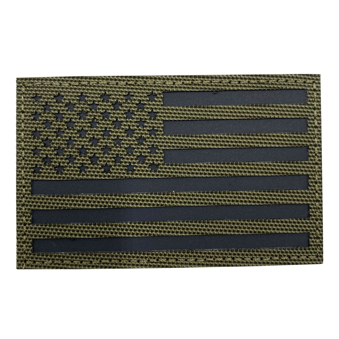 Reflective IR US Flag OD Green / Black - Etsy