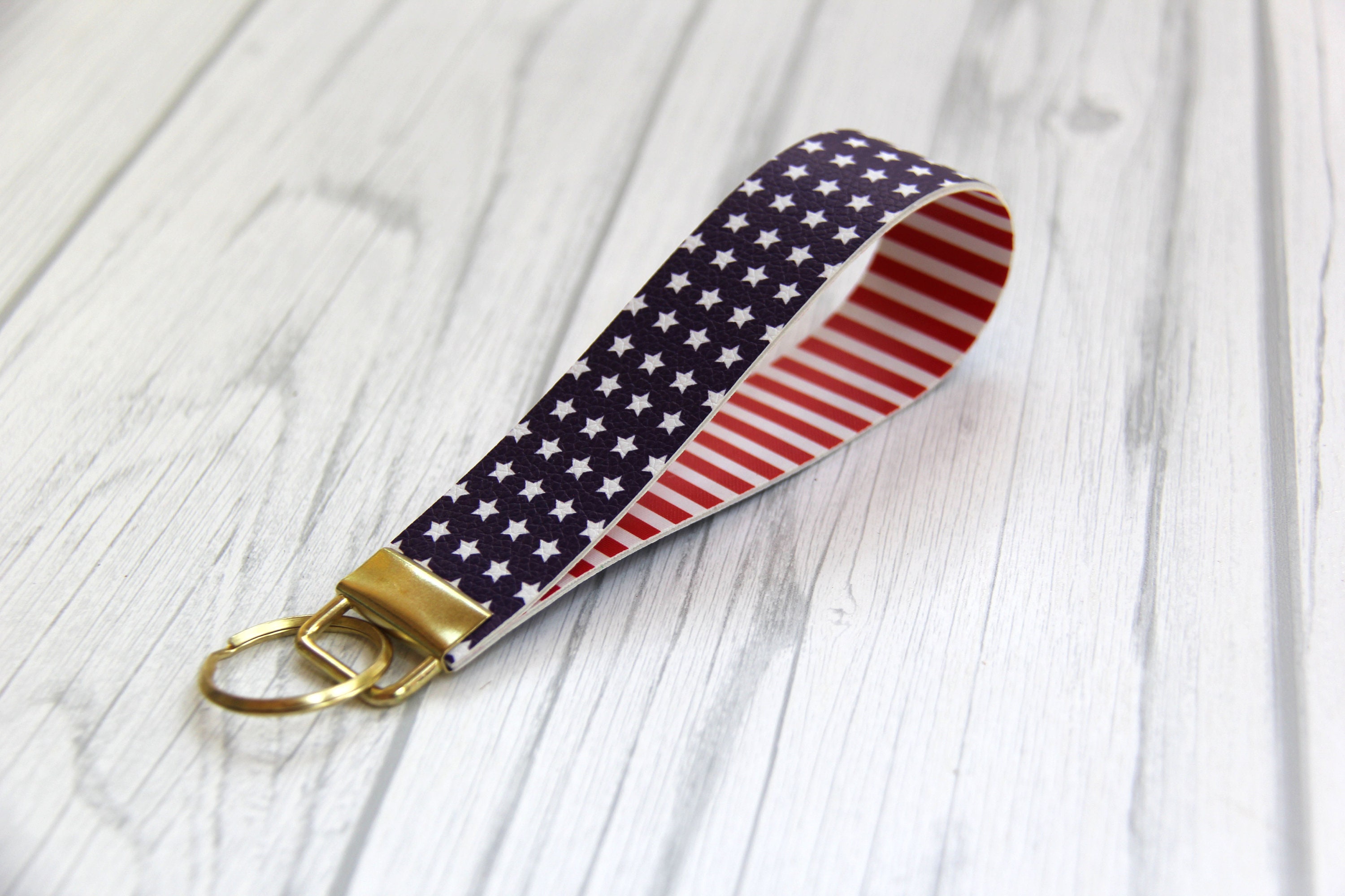 American Flag Double Sided Key Fob Wristlet Summer Accessory | Etsy