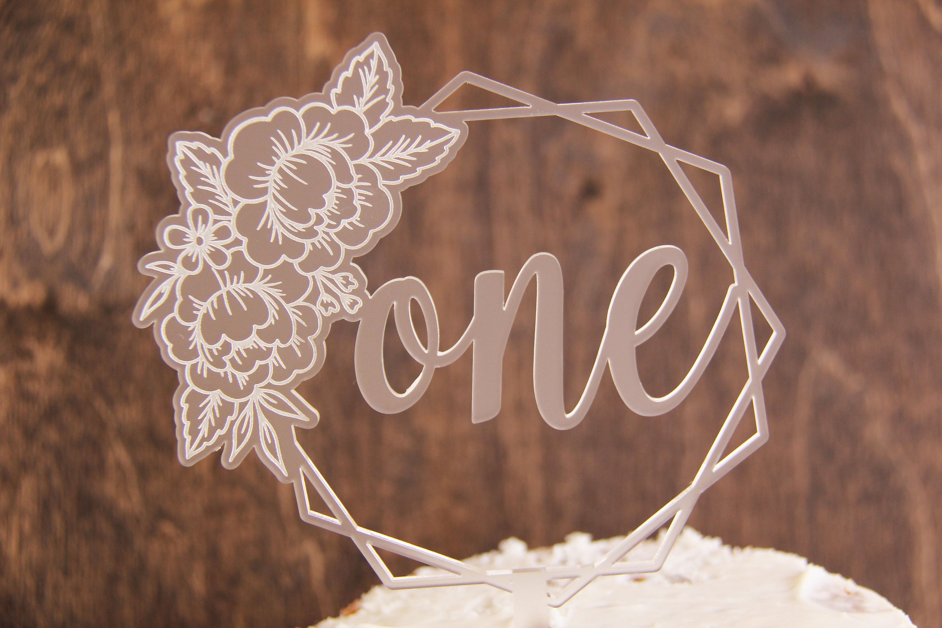 Hexagon Floral Birthday Cake Topper Customized Cake Topper 5 | Etsy