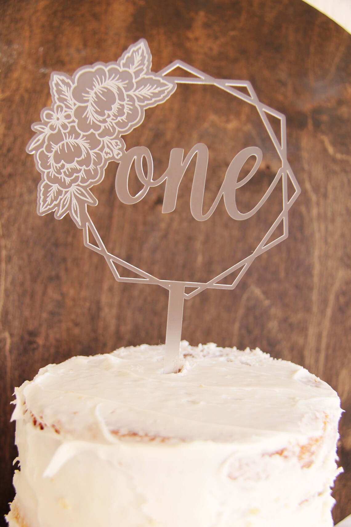 Hexagon Floral Birthday Cake Topper Customized Cake Topper 5 | Etsy