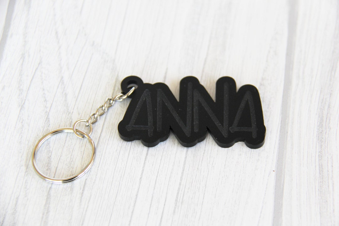 Personalized Name Keychain, Backpack Tag, Gift for Kids, Matte Black ...