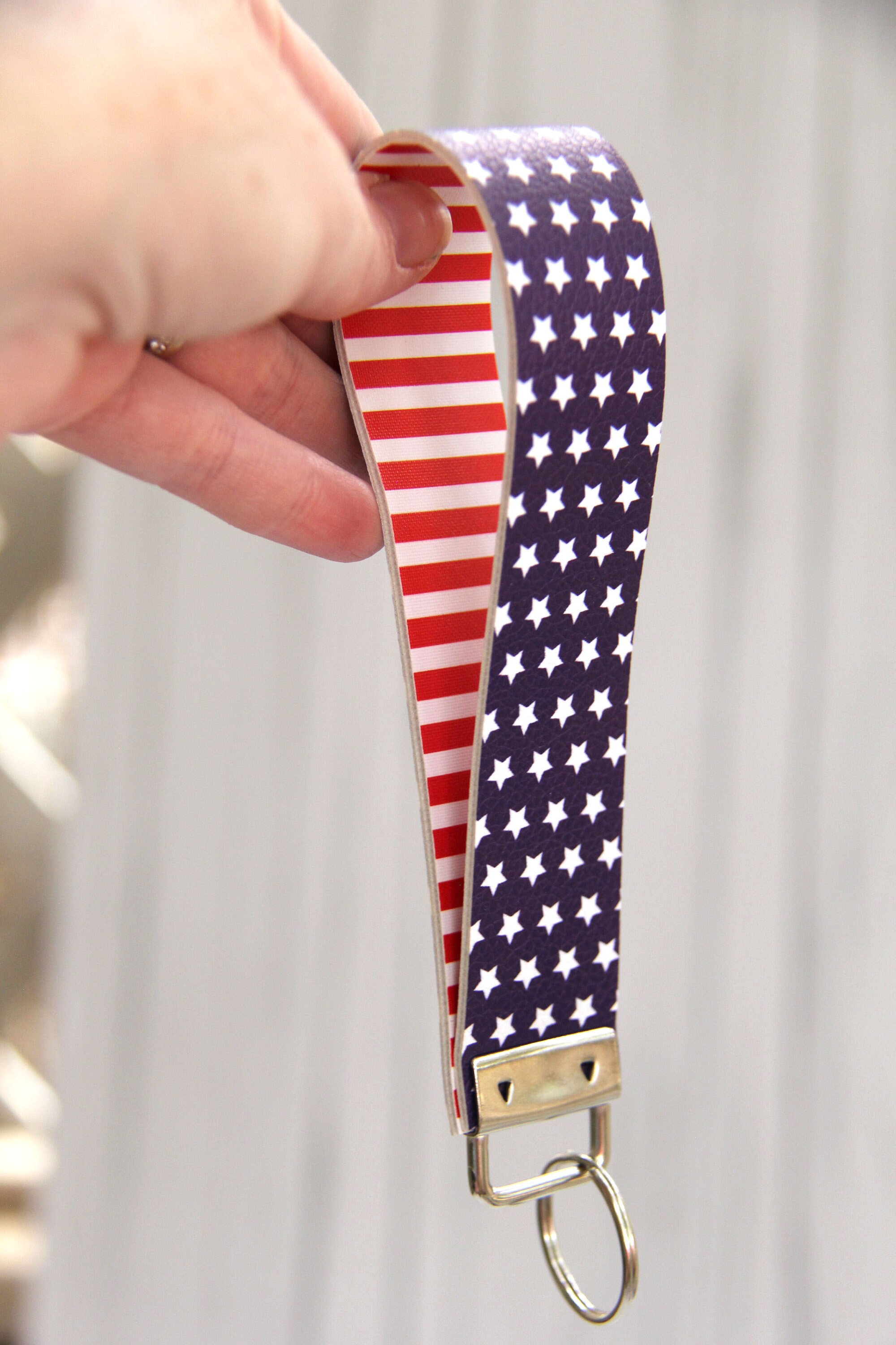 American Flag Double Sided Key Fob Wristlet Summer Accessory | Etsy
