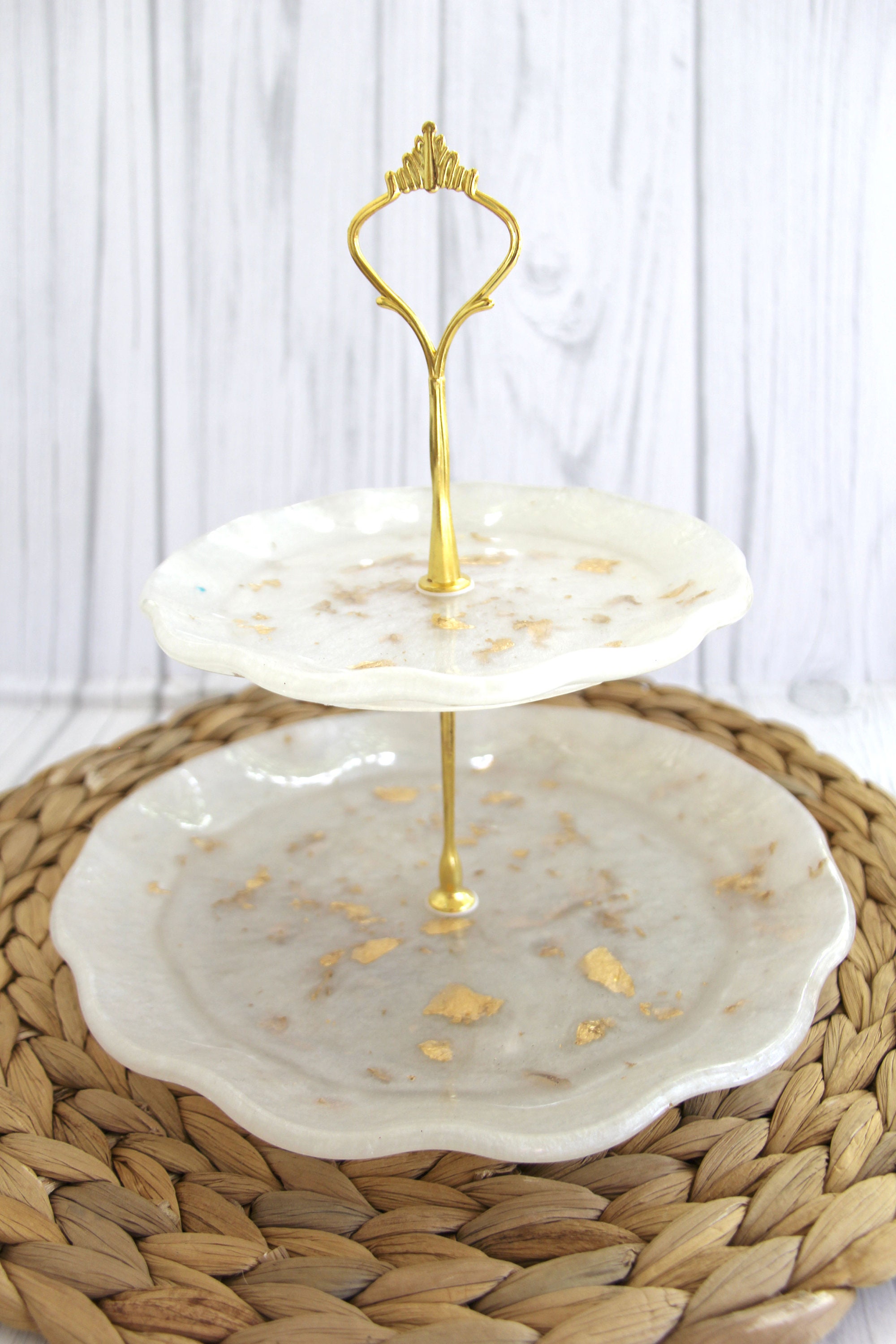 Two Tier Cake Stand Tea Party Tray Sandwich Stand Pearl and - Etsy