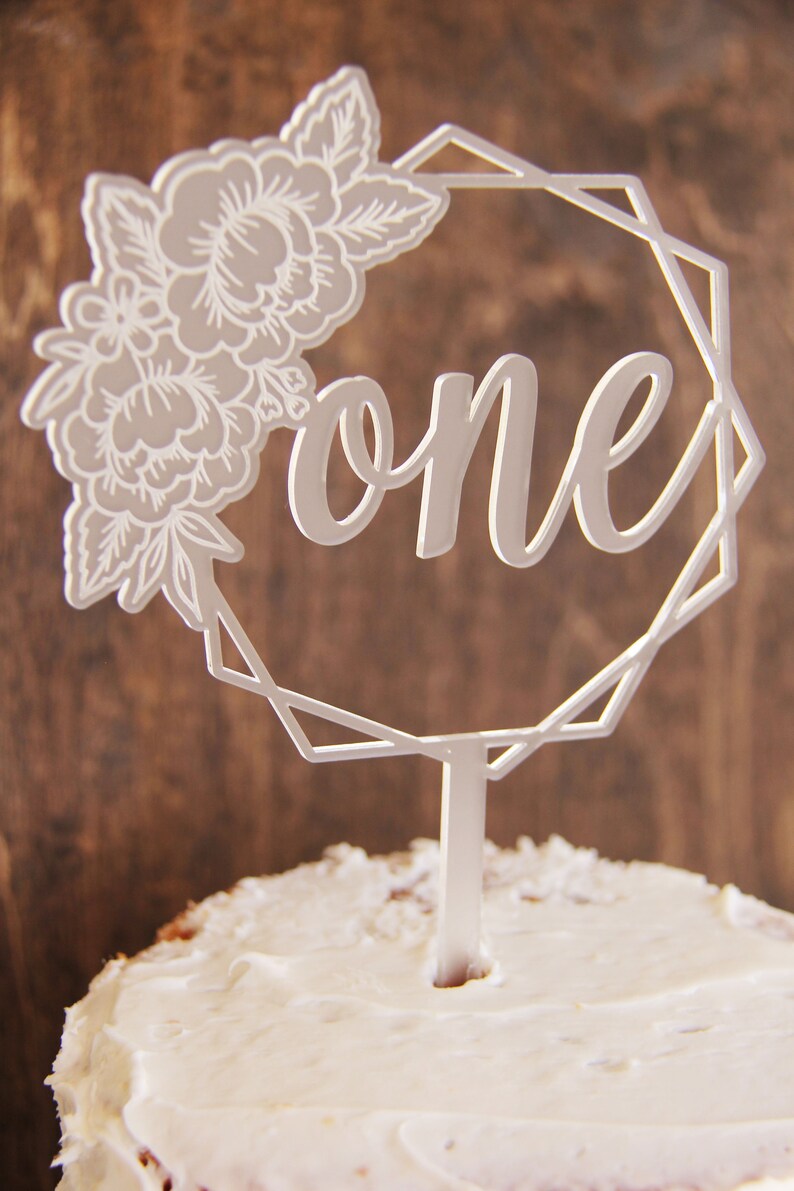 Hexagon Floral Birthday Cake Topper Customized Cake Topper 5 - Etsy