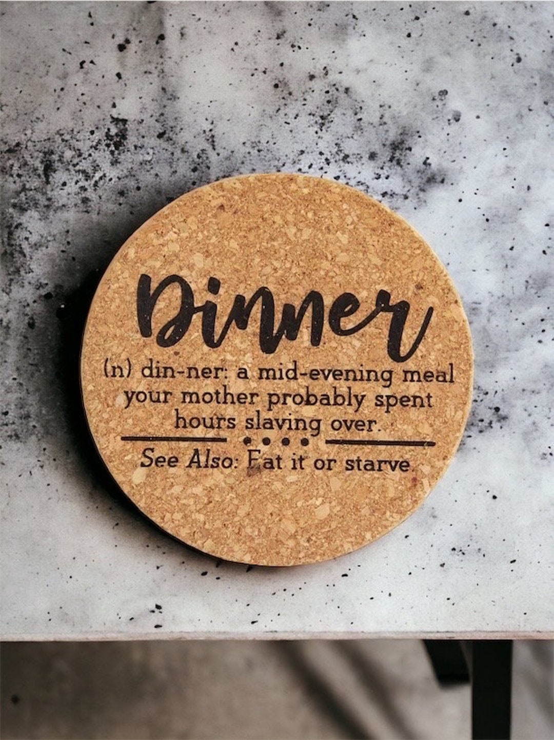 7" Dinner Definition Cork Trivet, Kitchen Decor - Etsy