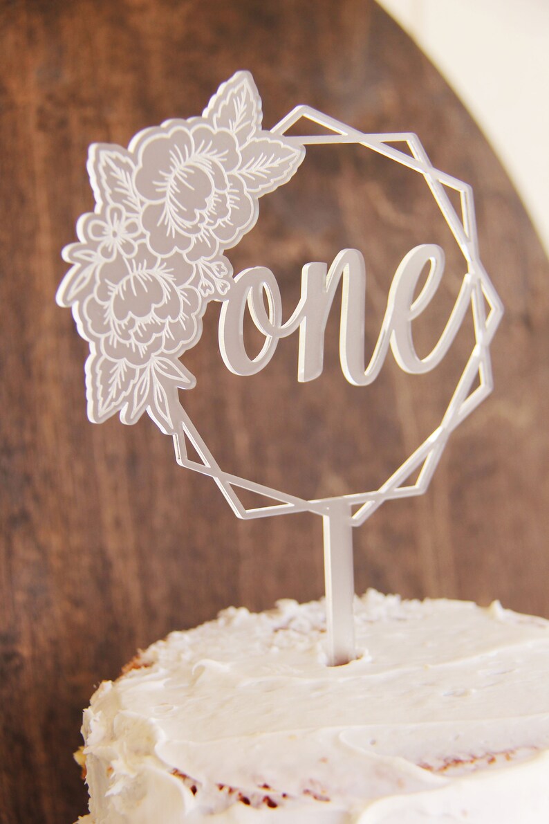 Hexagon Floral Birthday Cake Topper Customized Cake Topper 5 - Etsy