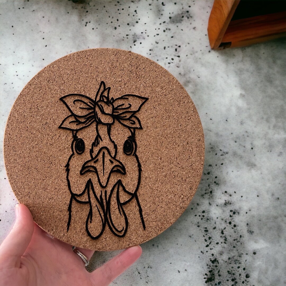 7" Chicken Cork Trivet, Farmhouse Kitchen Decor - Etsy