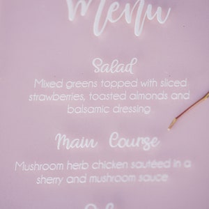 Acrylic Menu Card, Engraved Wedding Menu, Event Menu - Etsy