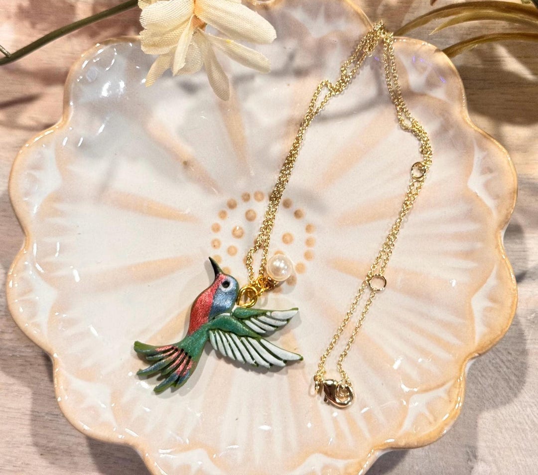 Colorful Handcrafted Hummingbird Necklace - Polymer Clay Art Jewelry - Etsy
