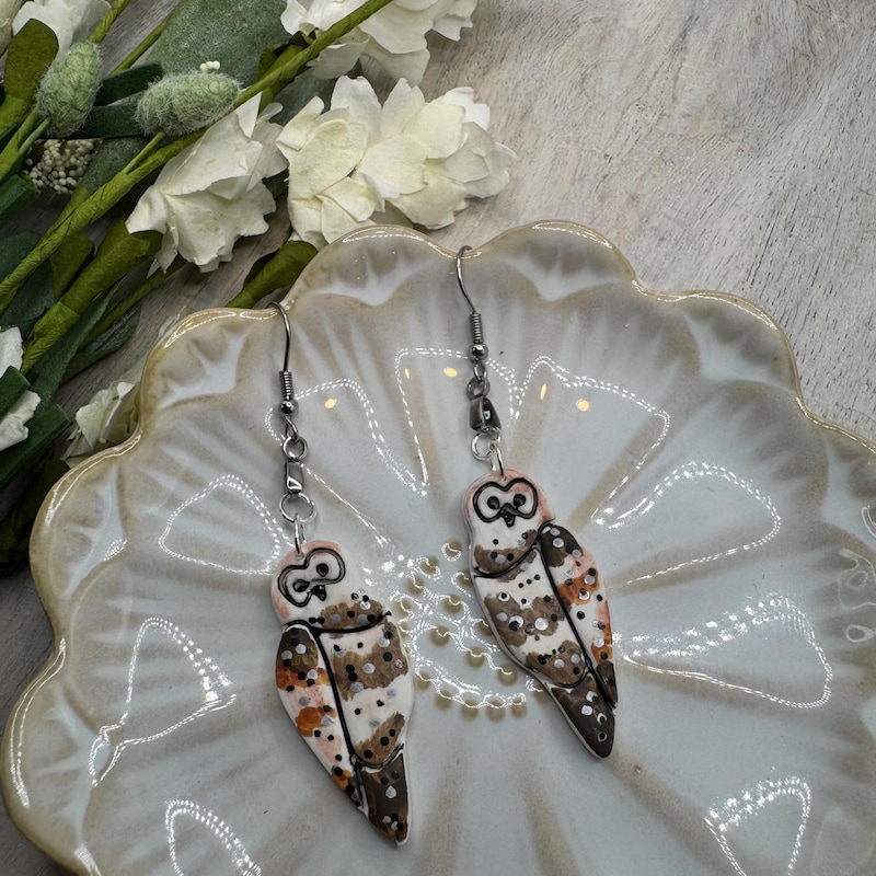 Handpainted Owl Earrings - Etsy