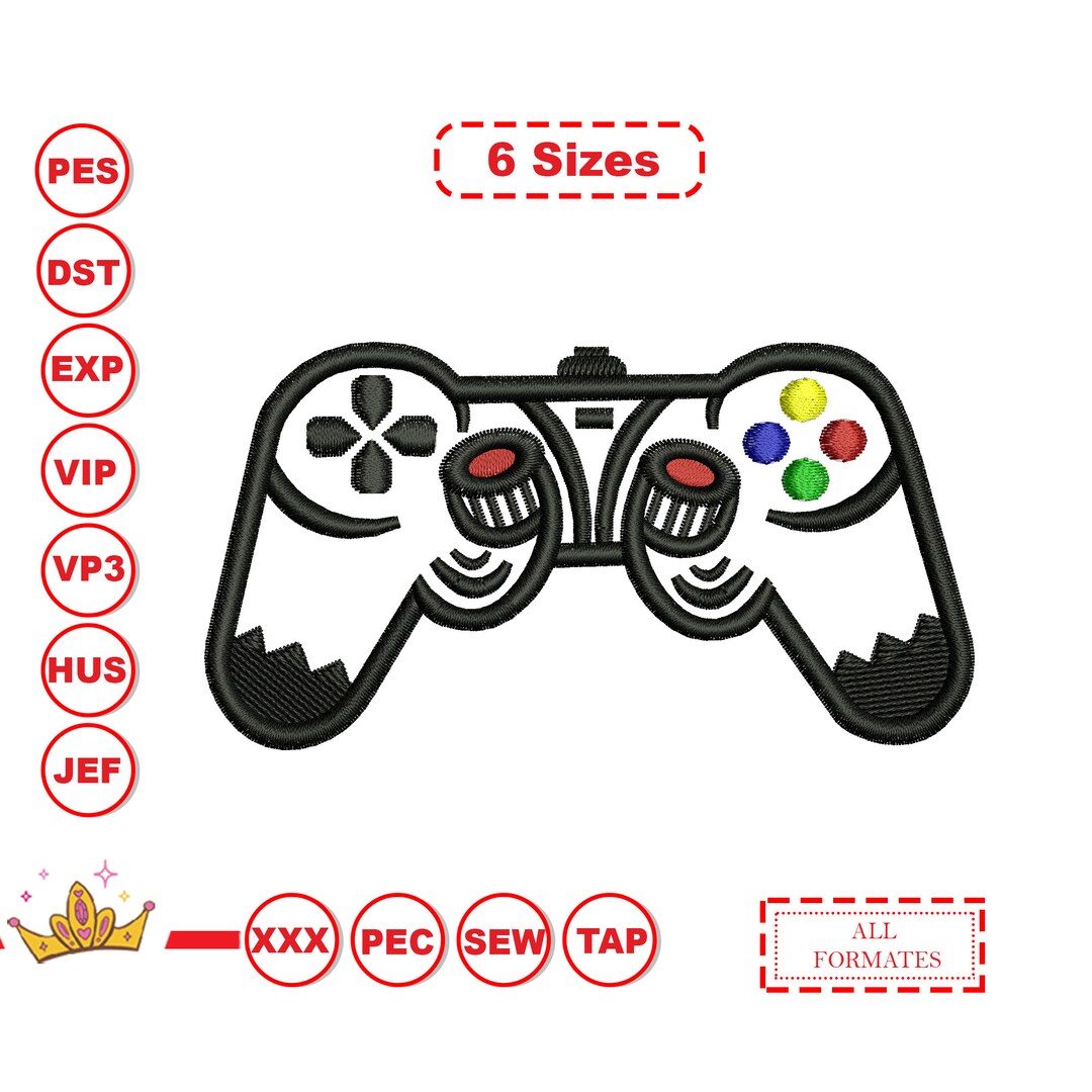 Outline Video Game Controller Embroidery Design, Gaming Machine ...