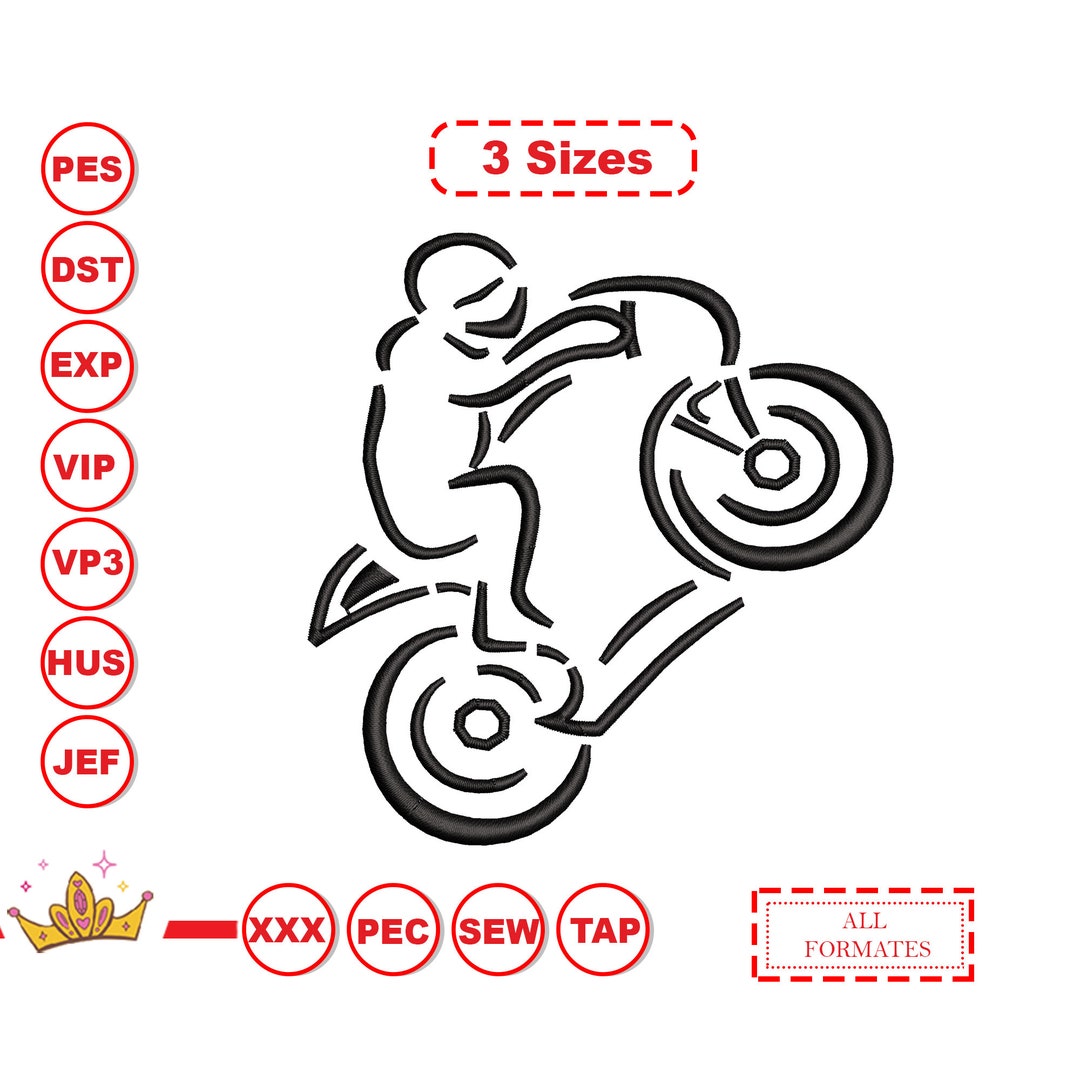 Sportbike Motorcycle Embroidery Design, Motorcycle Embroidery ...