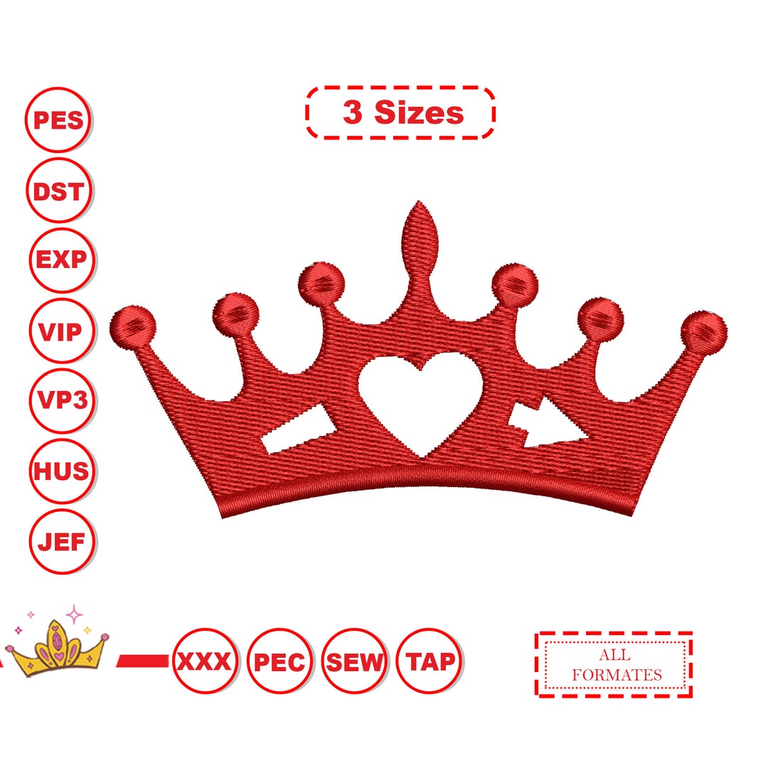 Crown Embroidery Design Crown Embroidery Machine Embroidery - Etsy