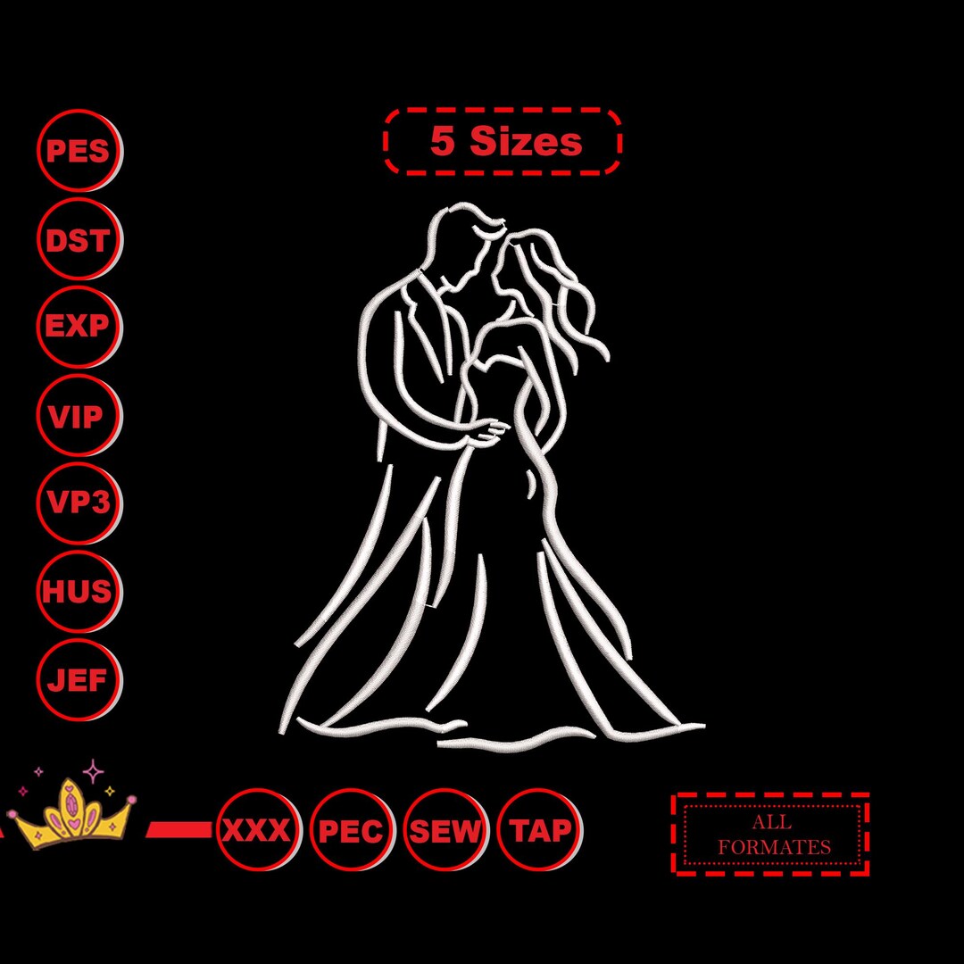 Wedding Couple Embroidery Machine, Bride and Groom Embroidery Design ...