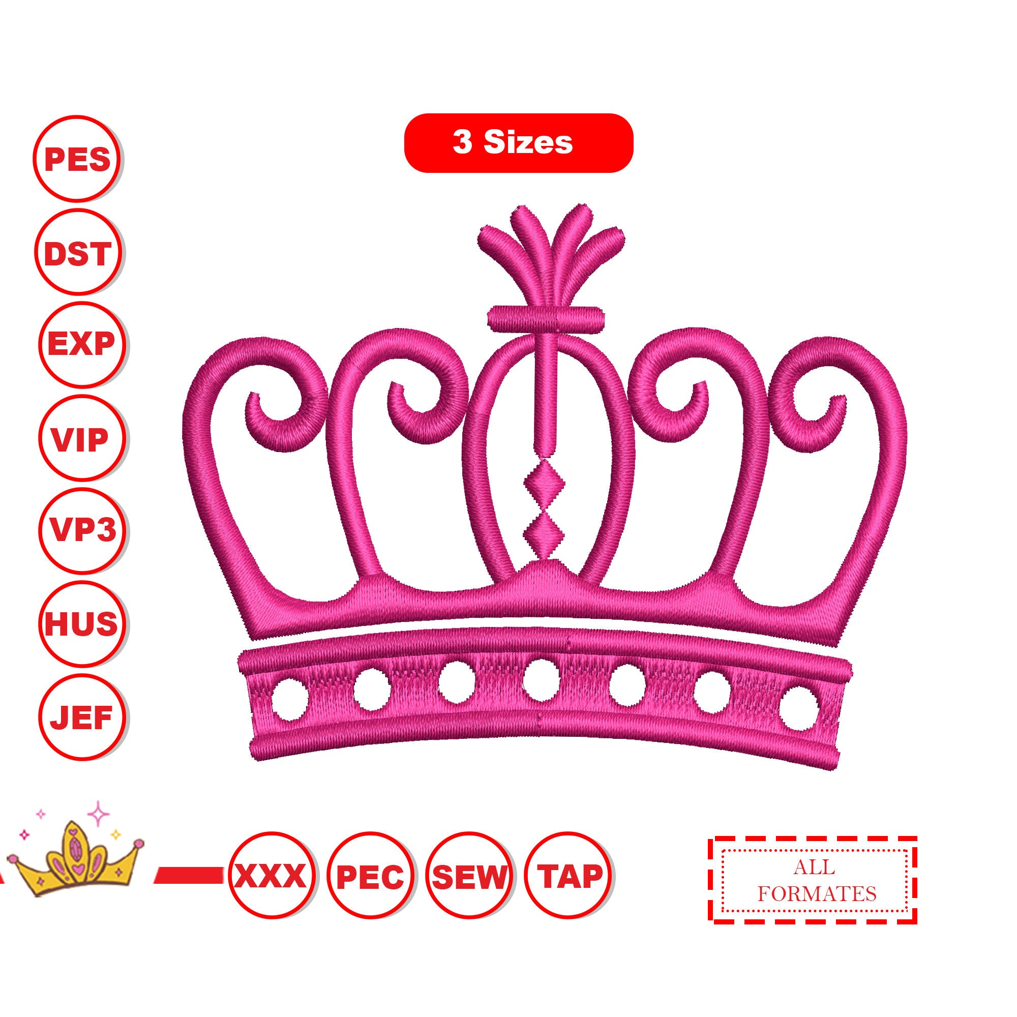 Crown Embroidery Design, Crown Embroidery Machine, Embroidery Crow ...