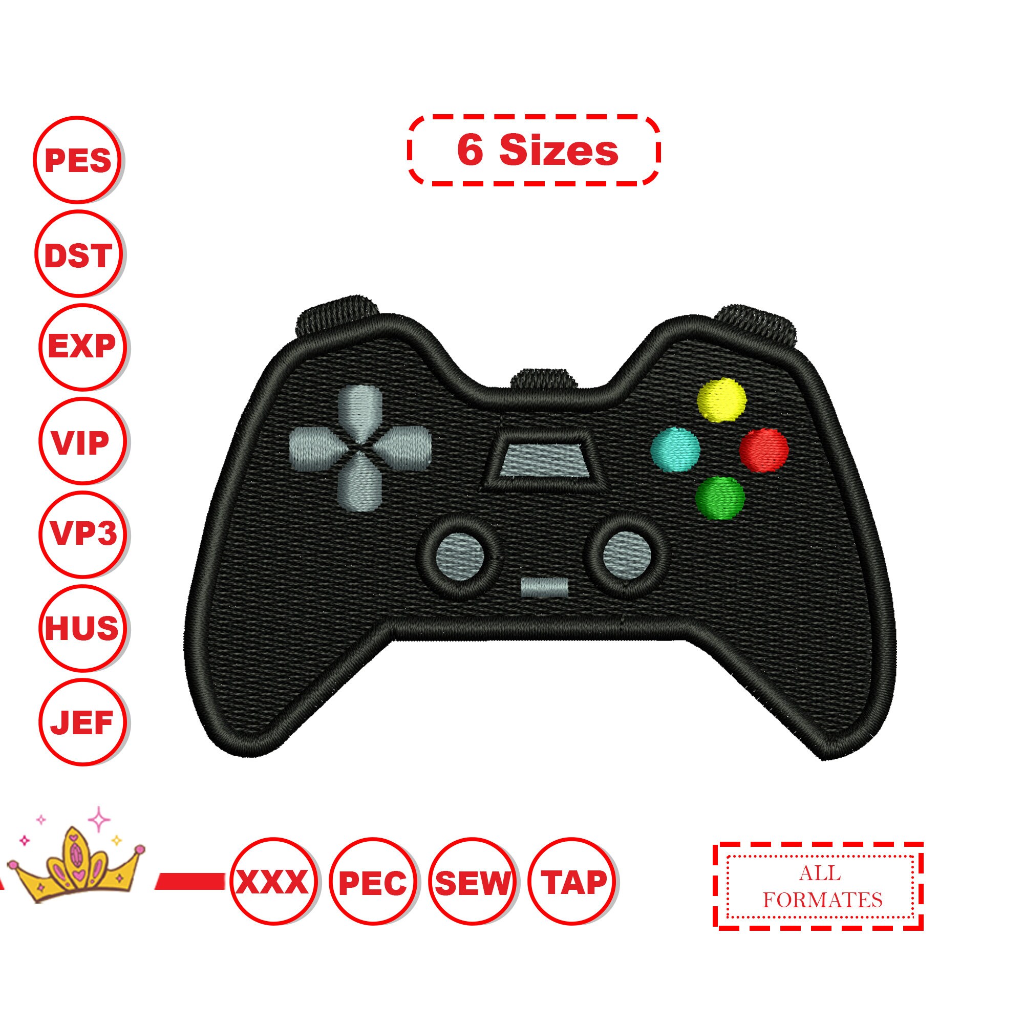 Video Game Controller Embroidery Game Controller Filled - Etsy