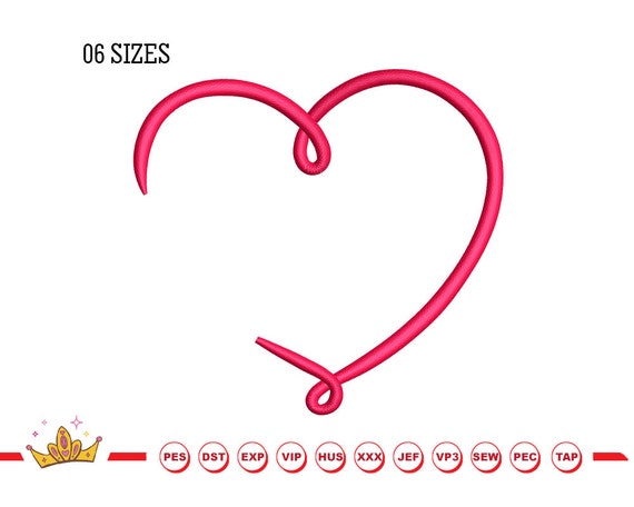 Heart Embroidery Design Heart Embroidery Machine Instant - Etsy