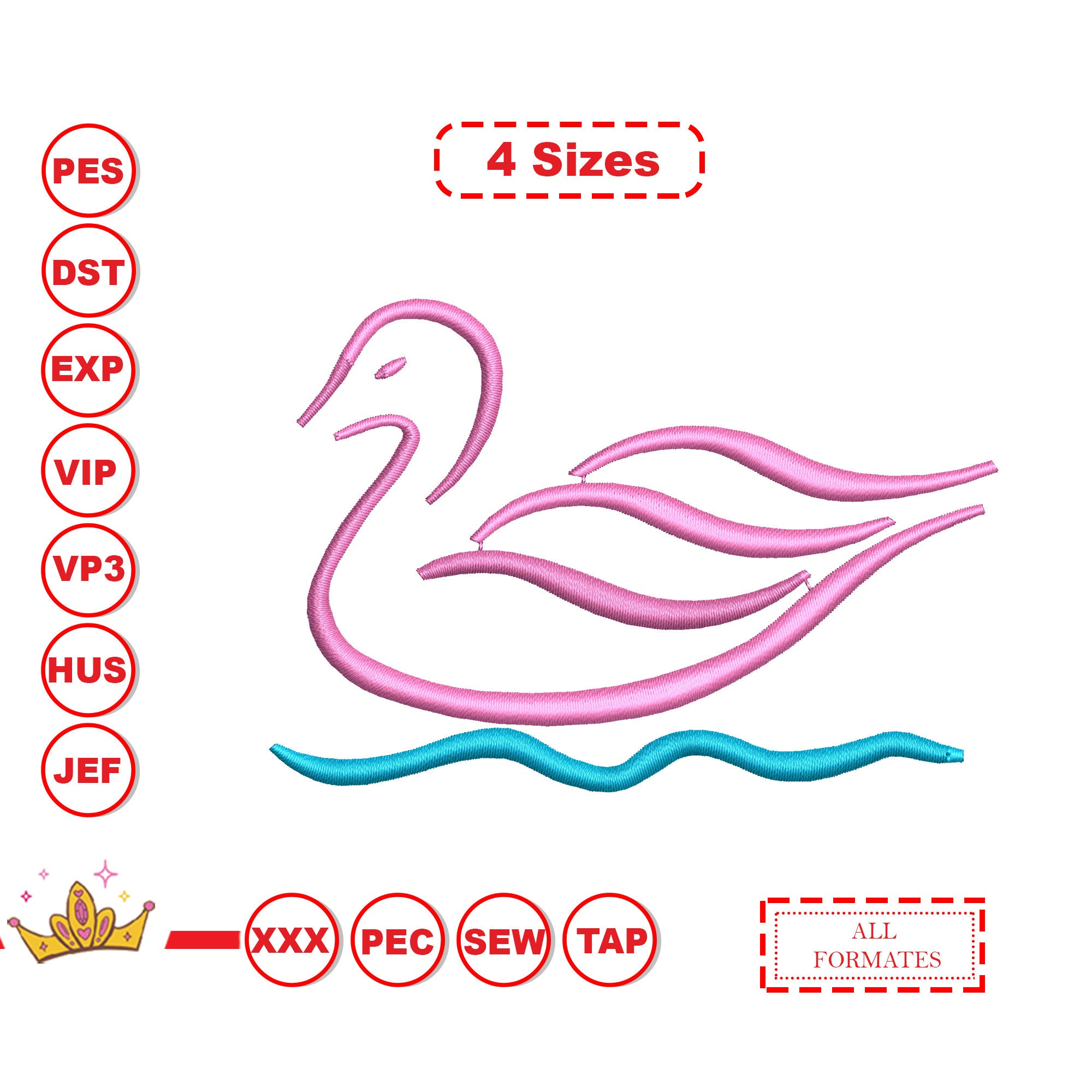 Swan Outline Machine Embroidery Outline Swan Embroidery - Etsy