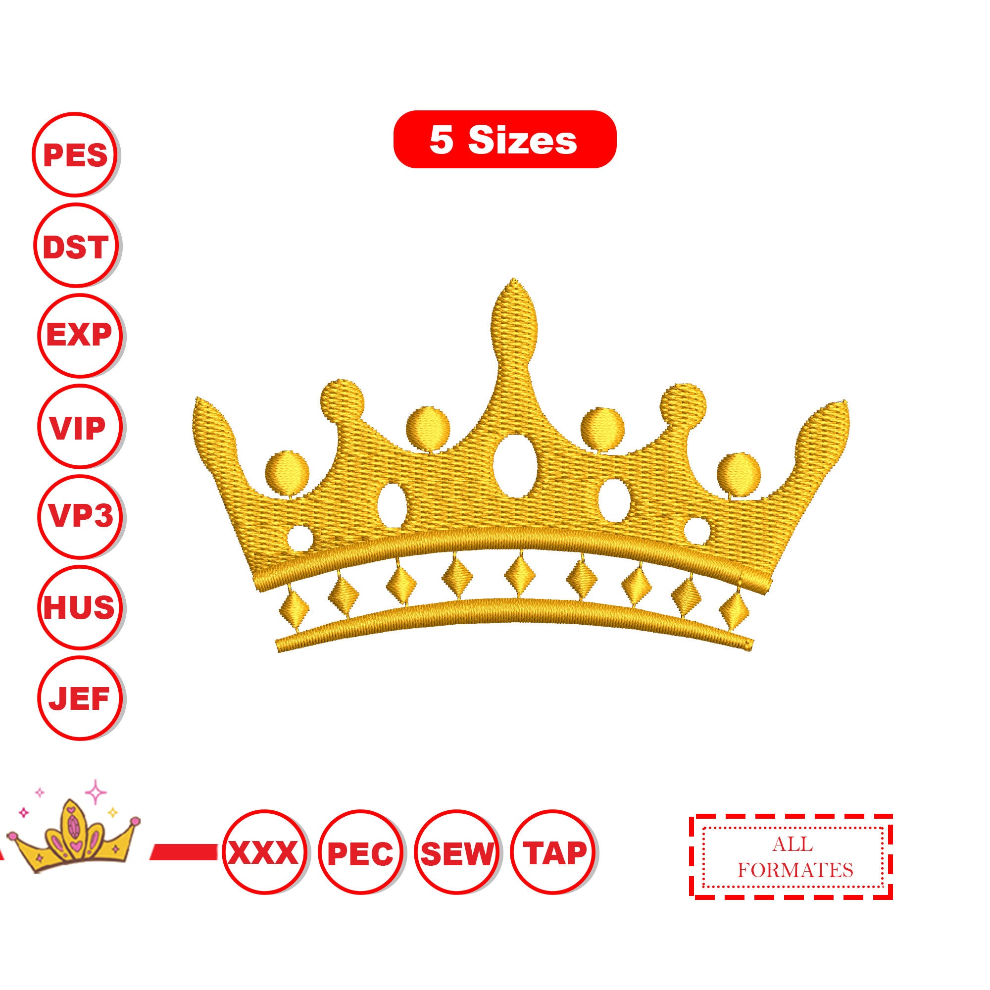 Crown Embroidery Design, Crown Embroidery Machine, Tiara Crown ...