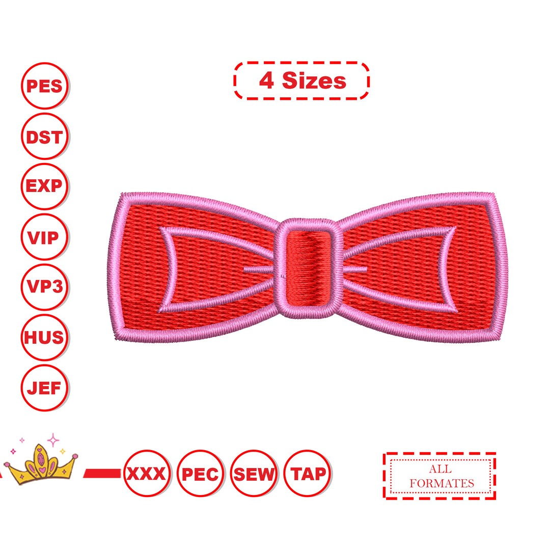 Bow Tie Embroidery Design File, Bow Tie Embroidery Design, Bow Tie Fill ...