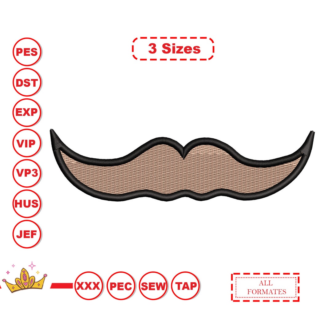 Mustache Embroidery File, Mustache Embroidery Design, Mustache Fill ...