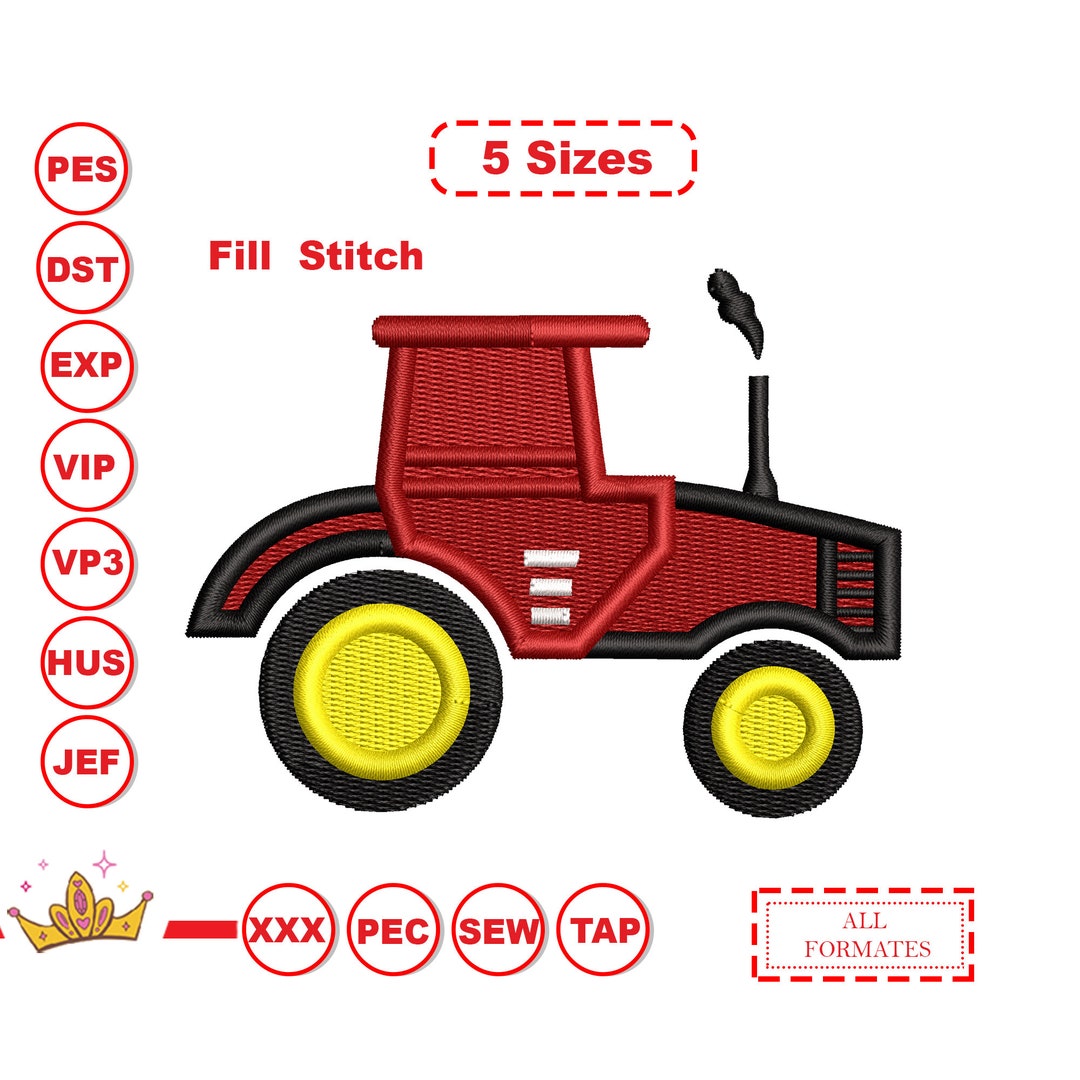 Tractor Embroidery Design, Tractor Fill Stitch Embroidery Machine ...