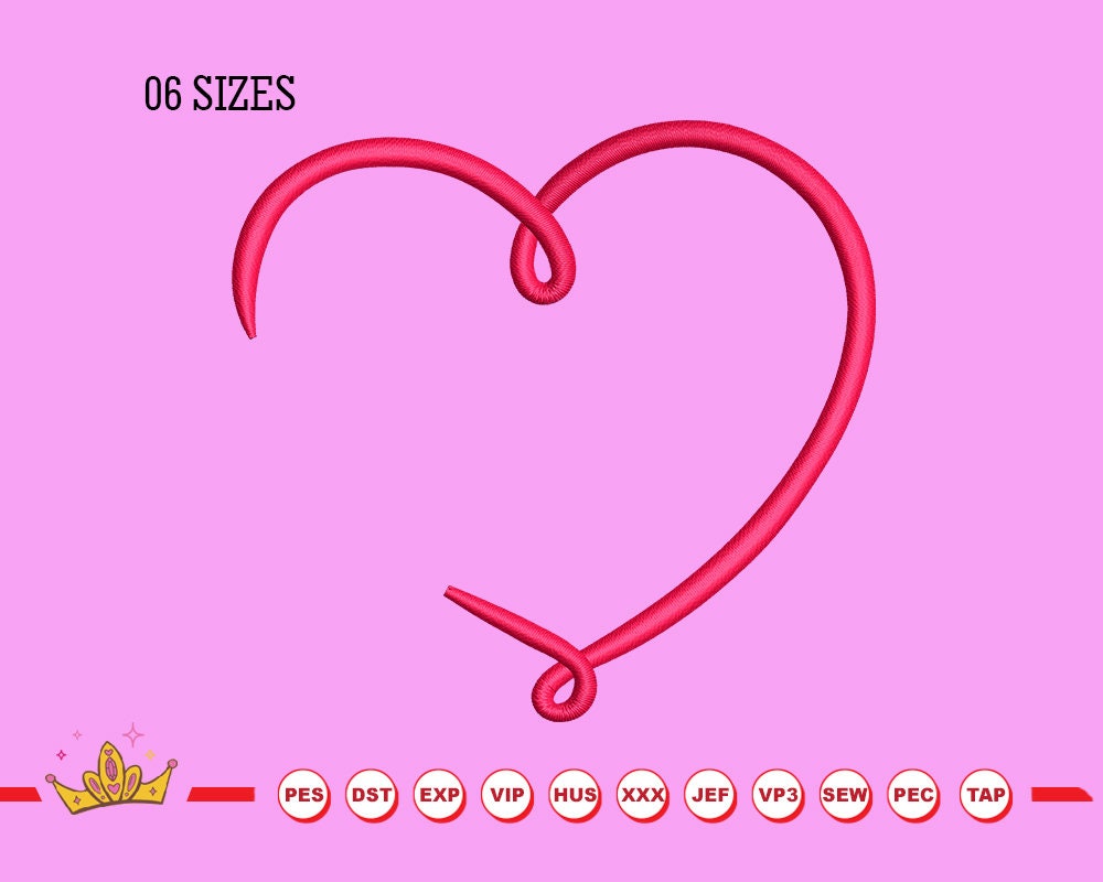 Heart Embroidery Design Heart Embroidery Machine Instant - Etsy
