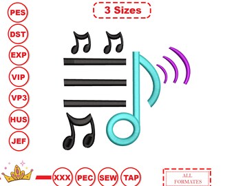 Musical Notes, Music, Notes Machine Embroidery Designs, Instantly ...