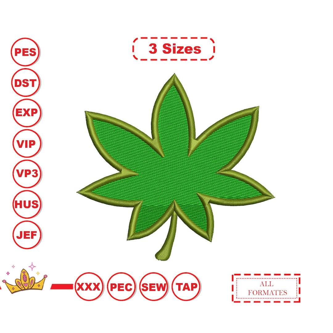 Marijuana Leaf Embroidery Design Marijuana Embroidery Design - Etsy
