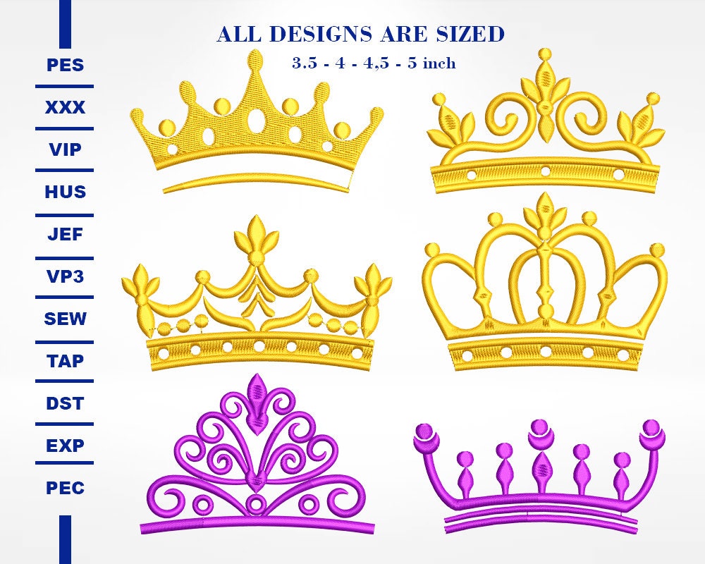 Crown Set Embroidery Design Crown Embroidery Machine King - Etsy