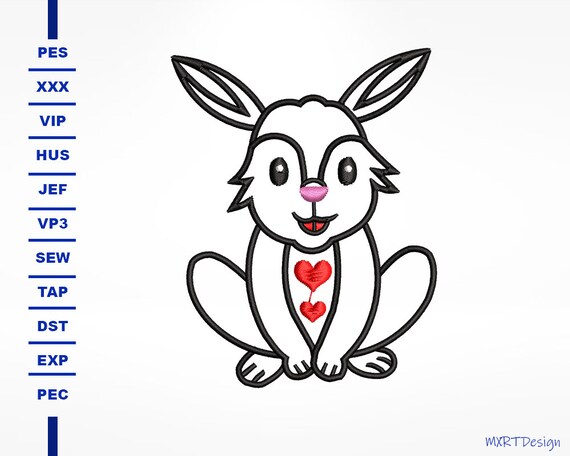 Outline Bunny Embroidery Design outline Easter Bunny Rabbit - Etsy