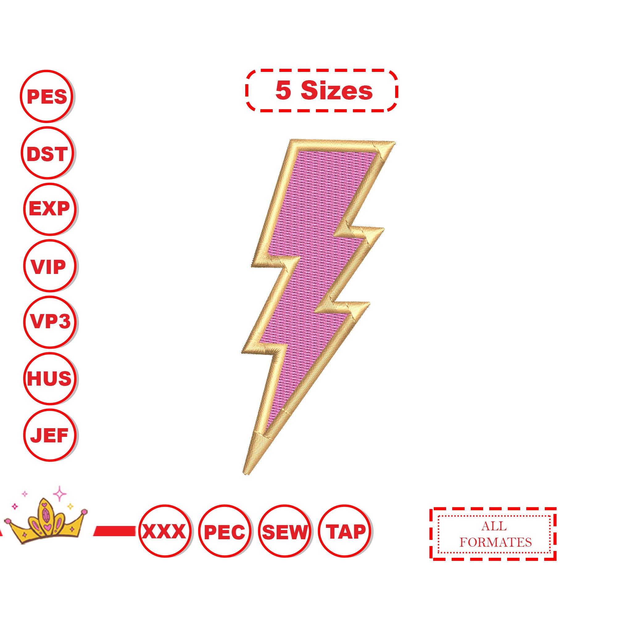 Lightning Bolt Embroidery Lightning Machine Embroidery - Etsy