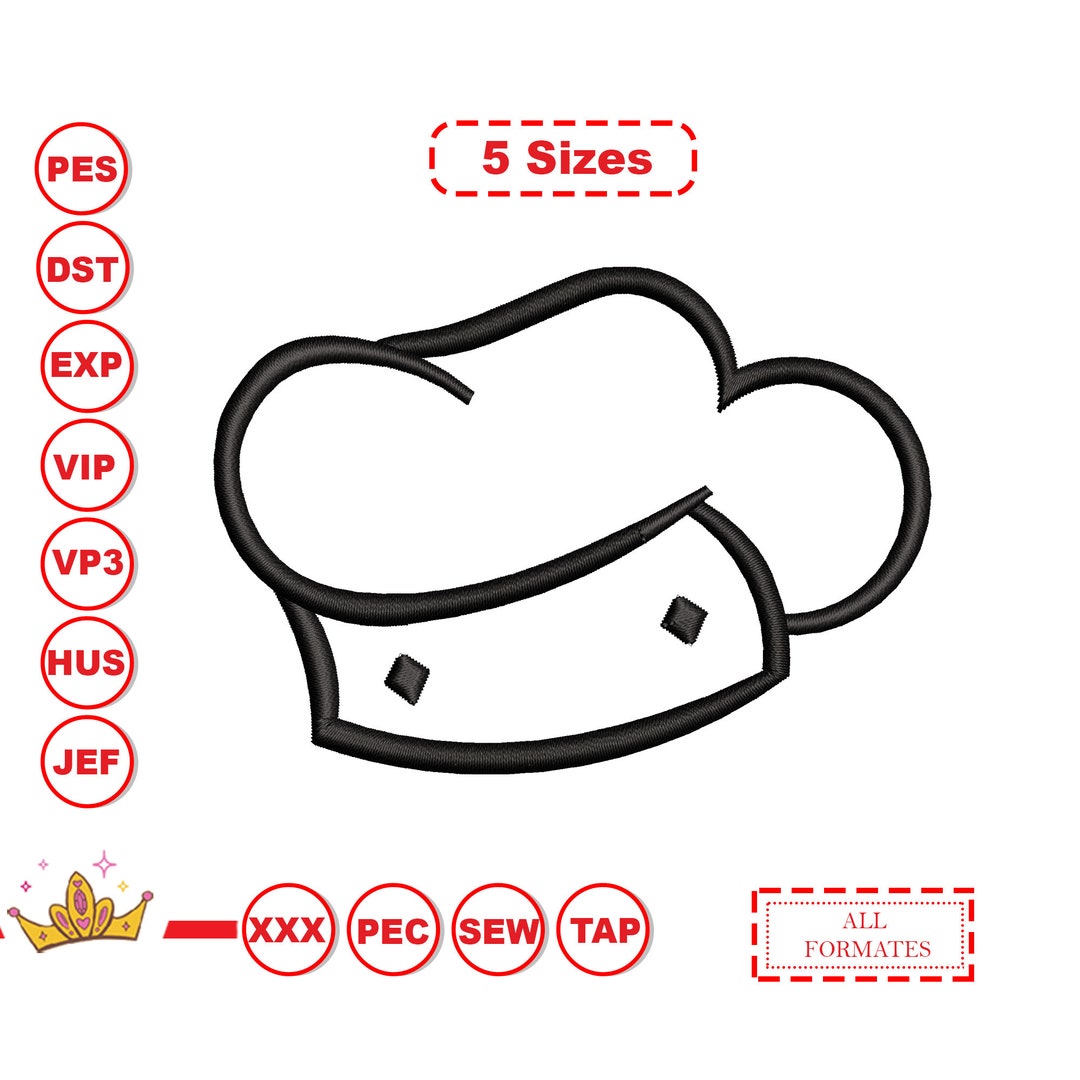 Chef Hat Outline Embroidery, Chef Hat Outline Embroidery Machine ...