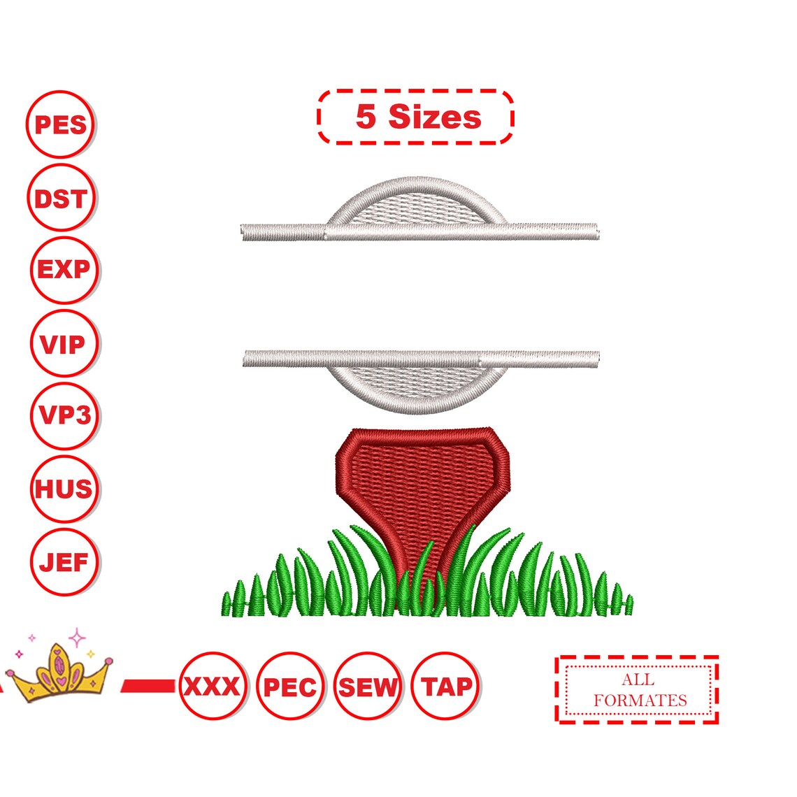 Golf Ball Split Machine Embroidery Embroidery Golf Ball Golf - Etsy